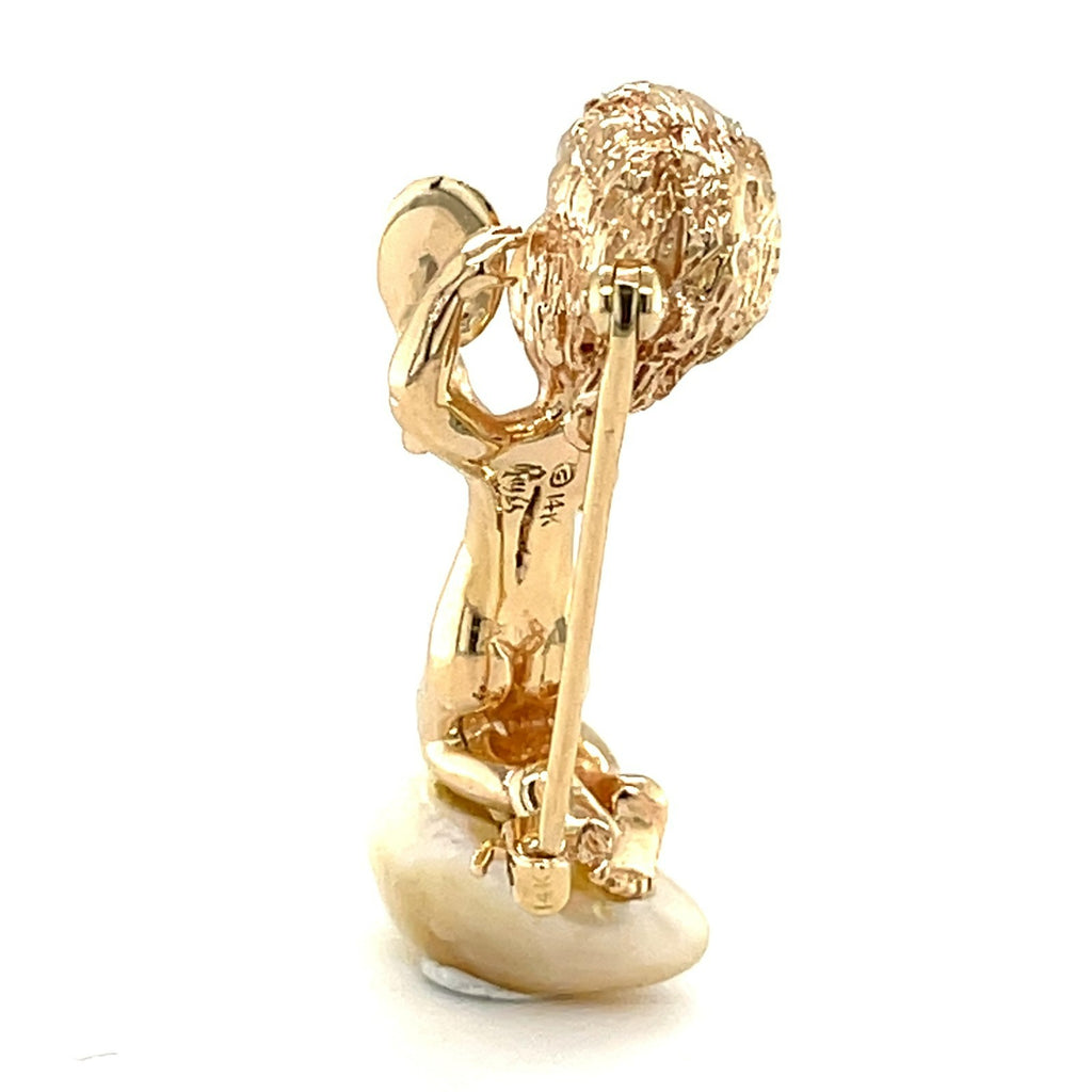 Ruser 14k Gold & Mississippi River Pearl "Monday's Child" Brooch, 37mm ...
